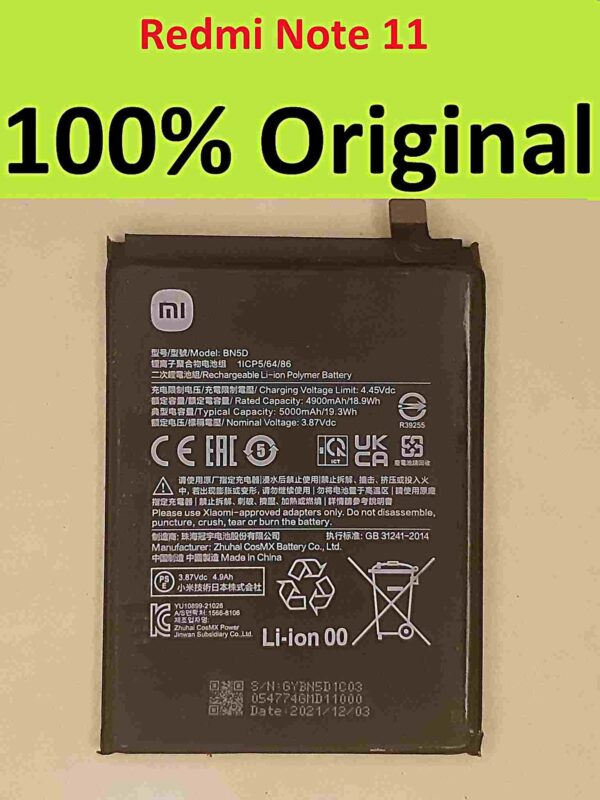100% Original Xiaomi Redmi Note 11 Battery Replacement